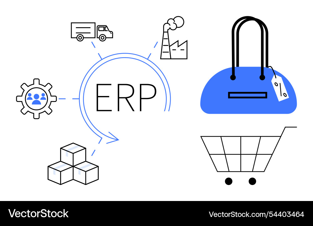 Enterprise resource planning erp integrated Vector Image