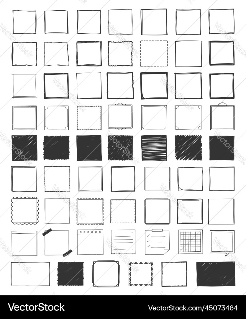 Hand drawn squares Royalty Free Vector Image - VectorStock