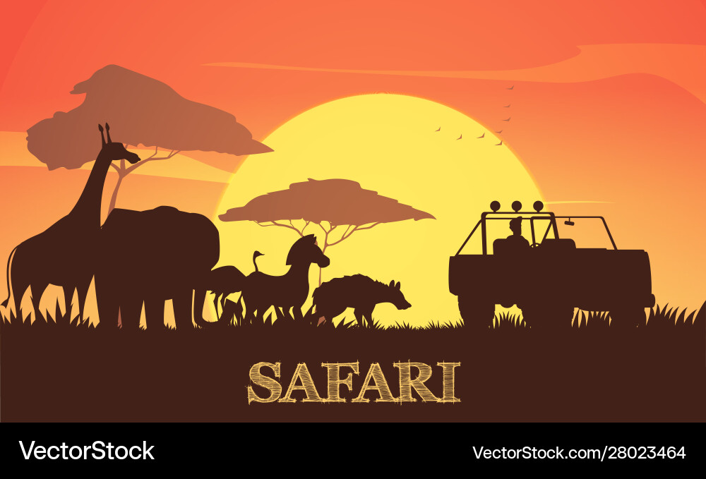 Safari sunset poster Royalty Free Vector Image