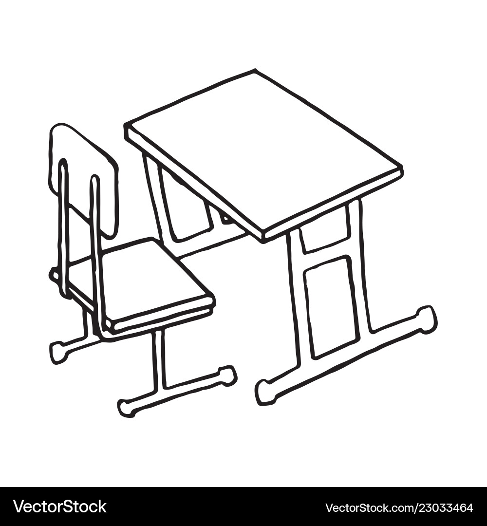 Student Desk Drawing Free Vectors | School Desk Set 2