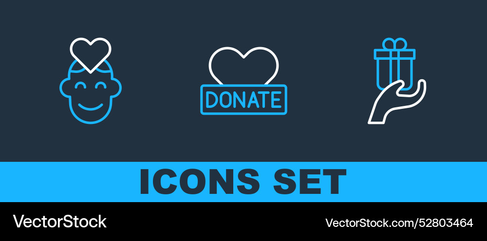 Set line give gift volunteer and donation Vector Image