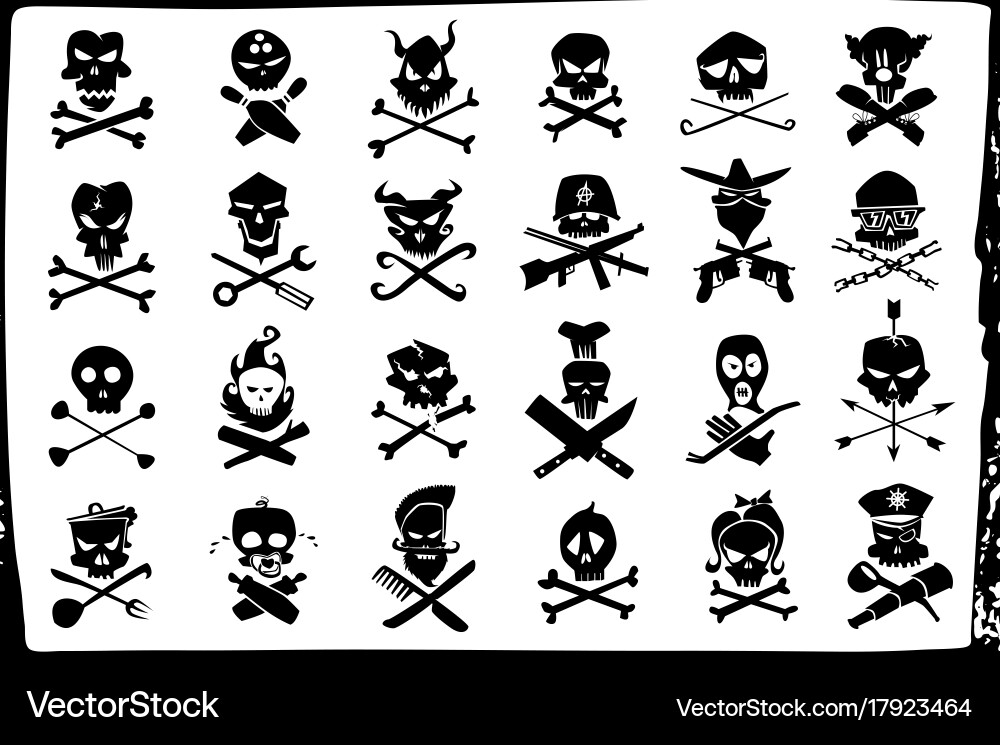 Skull and bones signs Royalty Free Vector Image