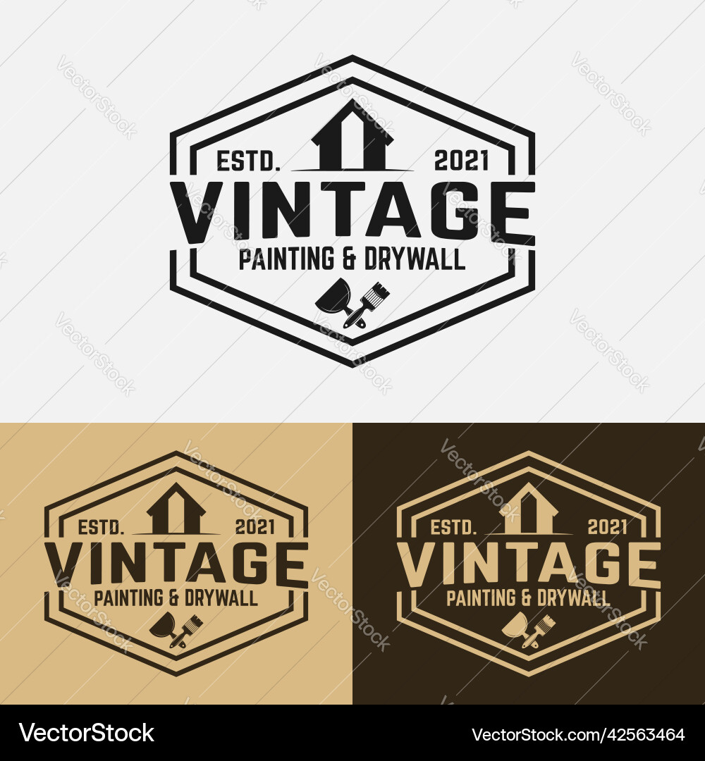 Vintage Painting & Drywall Logo Royalty Free Vector