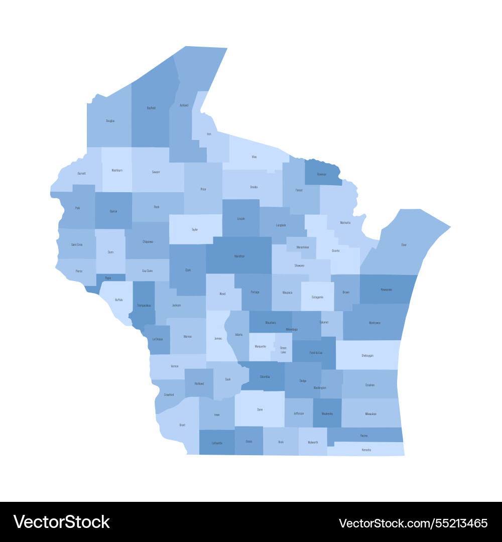 Administrative map of wisconsin wi Royalty Free Vector Image