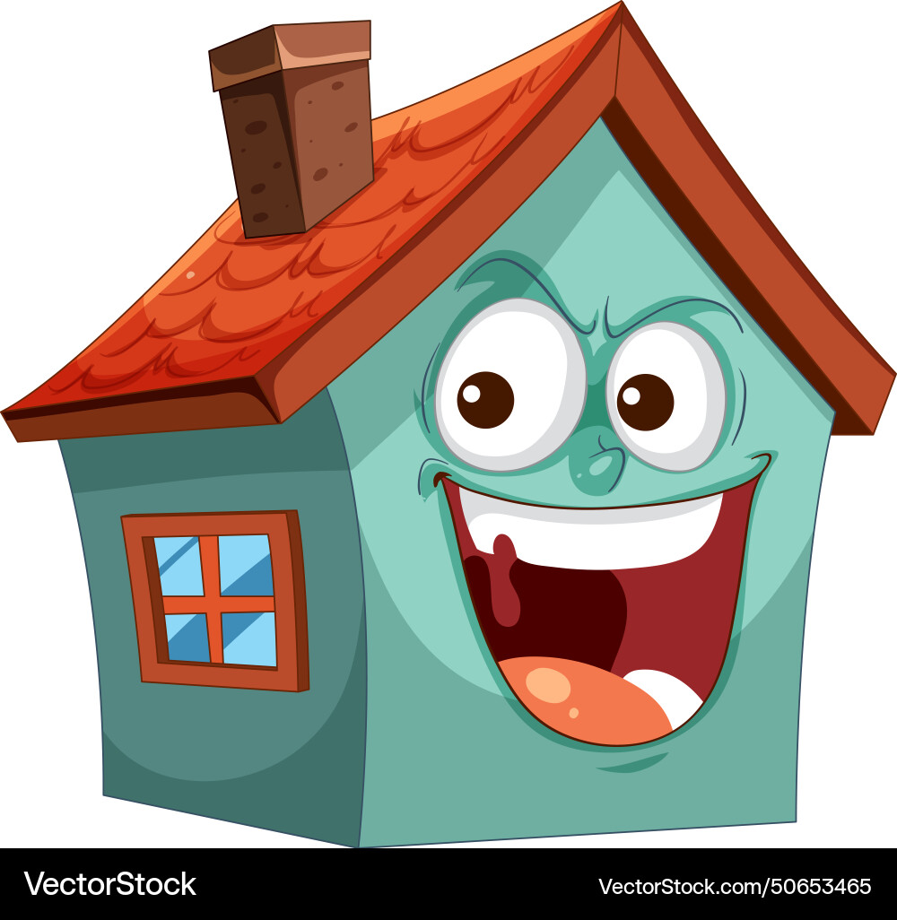 Animated house with a cheerful lively expression Vector Image