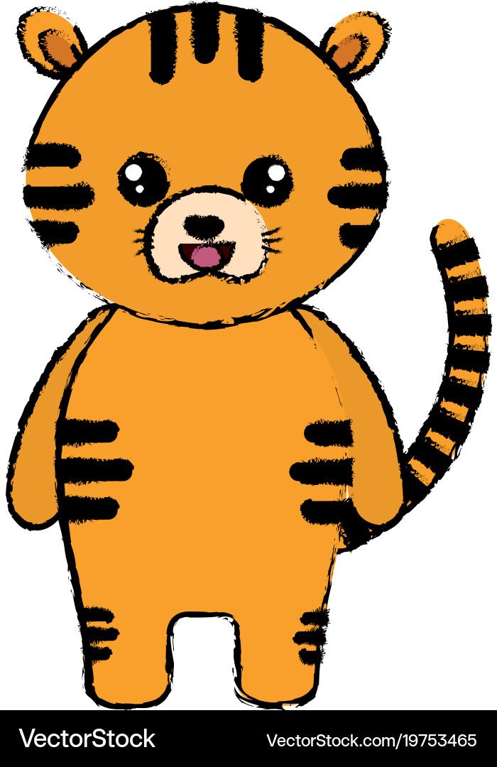 Cute and tender tiger character Royalty Free Vector Image