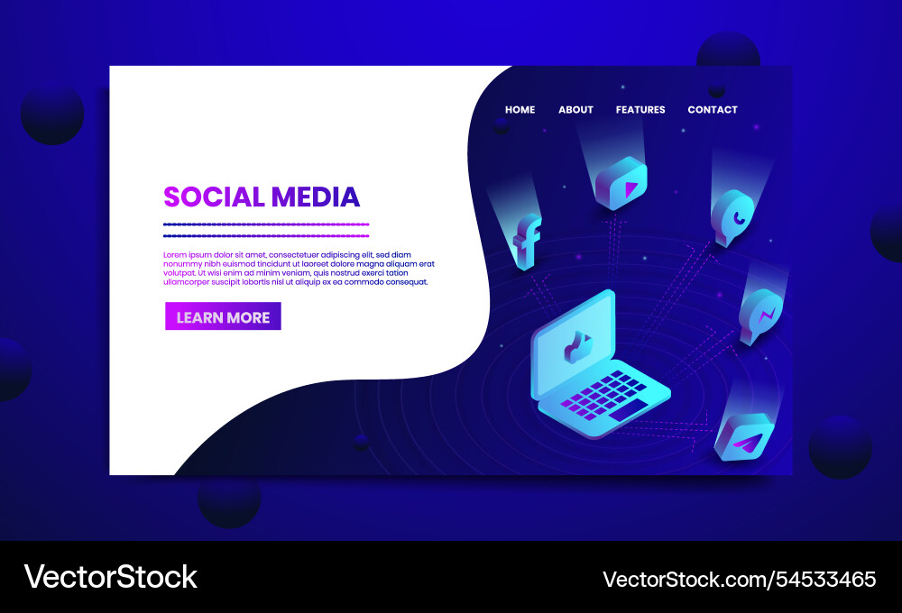 Digital social marketing and networking Royalty Free Vector