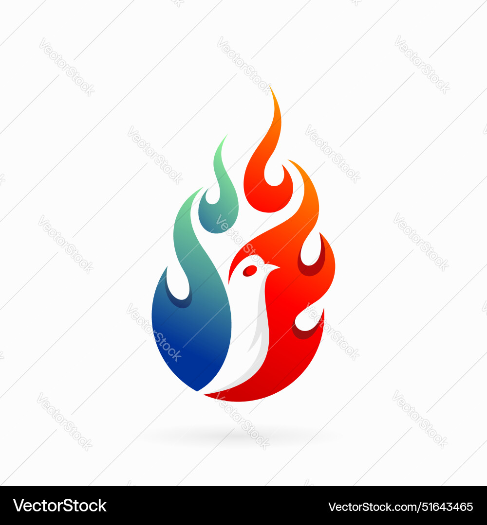 Dove logo with fire shapes combination concept Vector Image