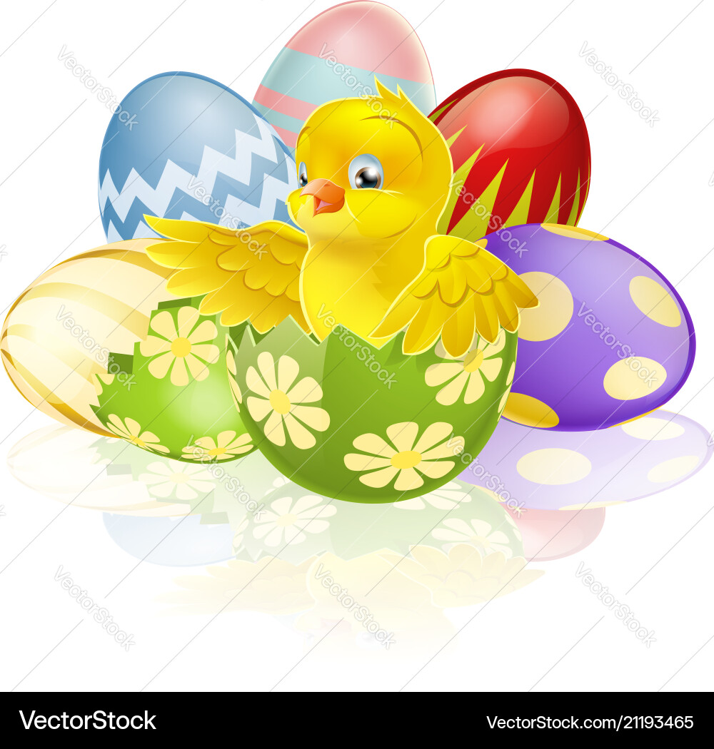 Easter chick in egg Royalty Free Vector Image - VectorStock