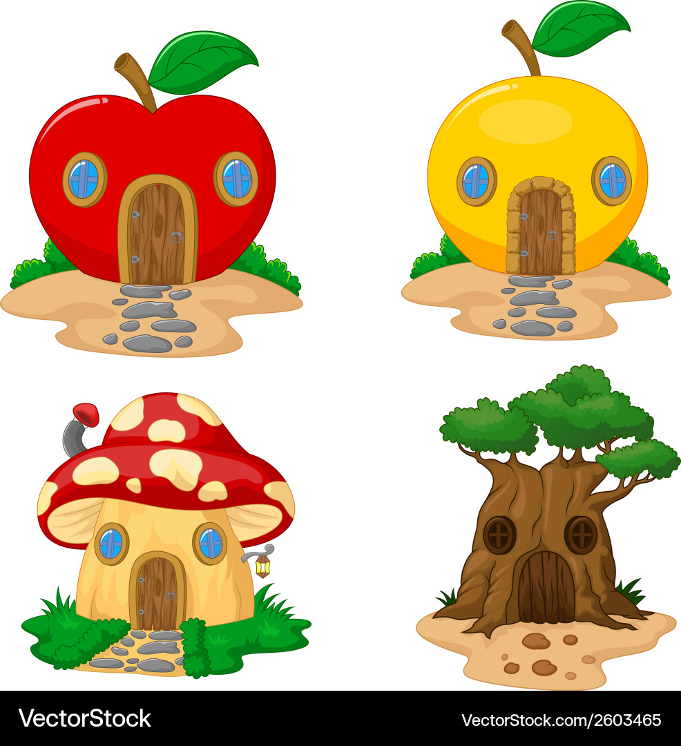 Fantasy house cartoon collection Royalty Free Vector Image