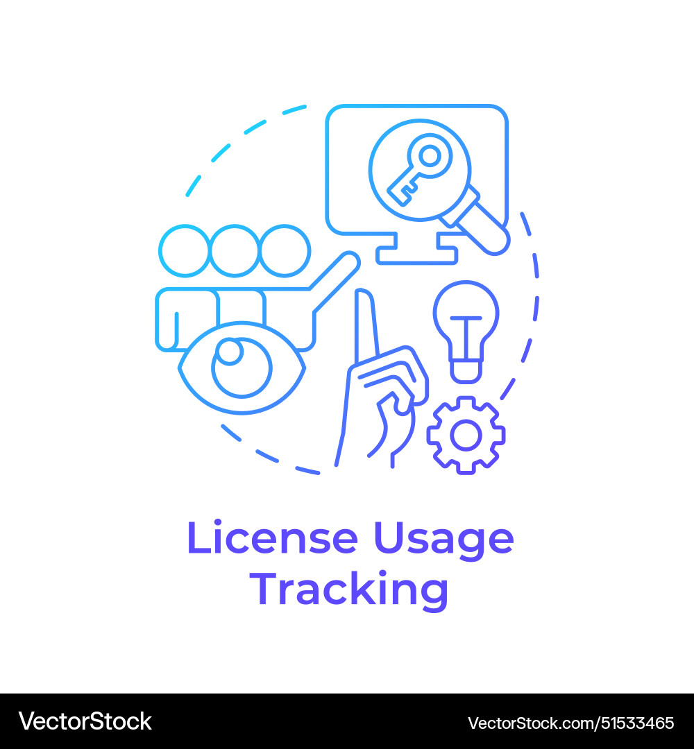 License usage tracking blue gradient concept icon Vector Image