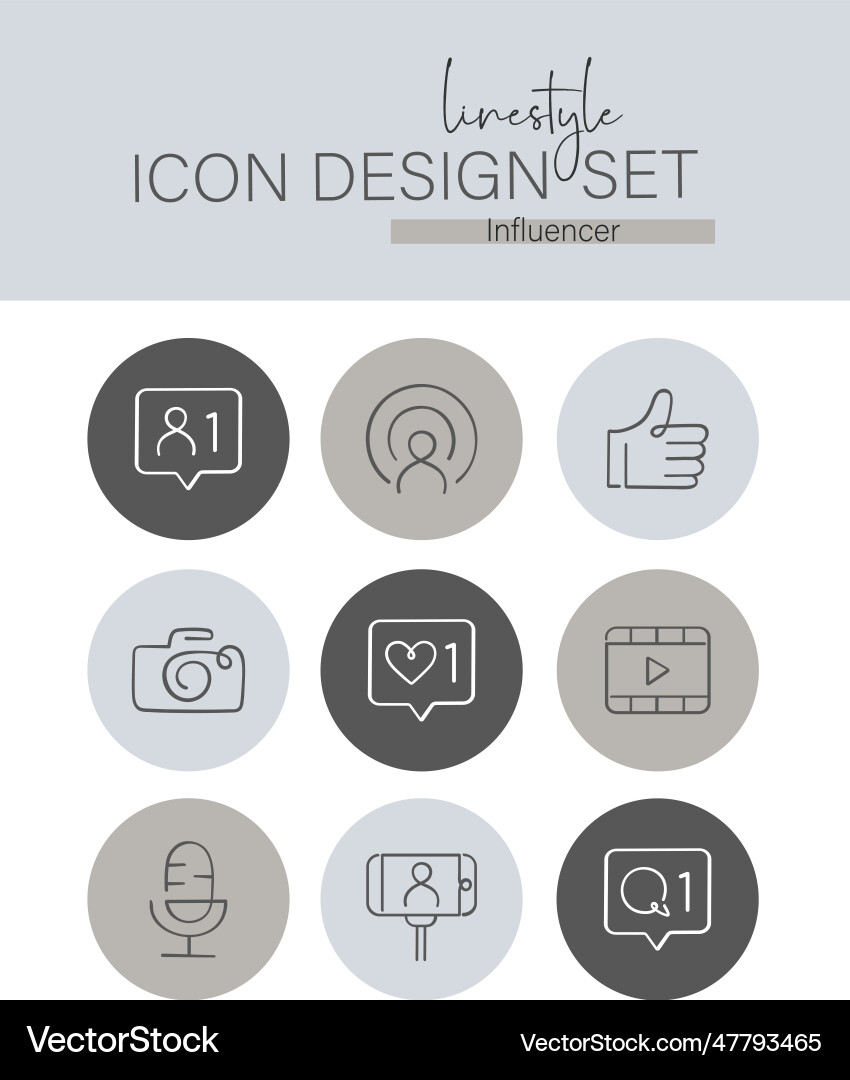 Linestyle Icon Design Set Influencer Royalty Free Vector