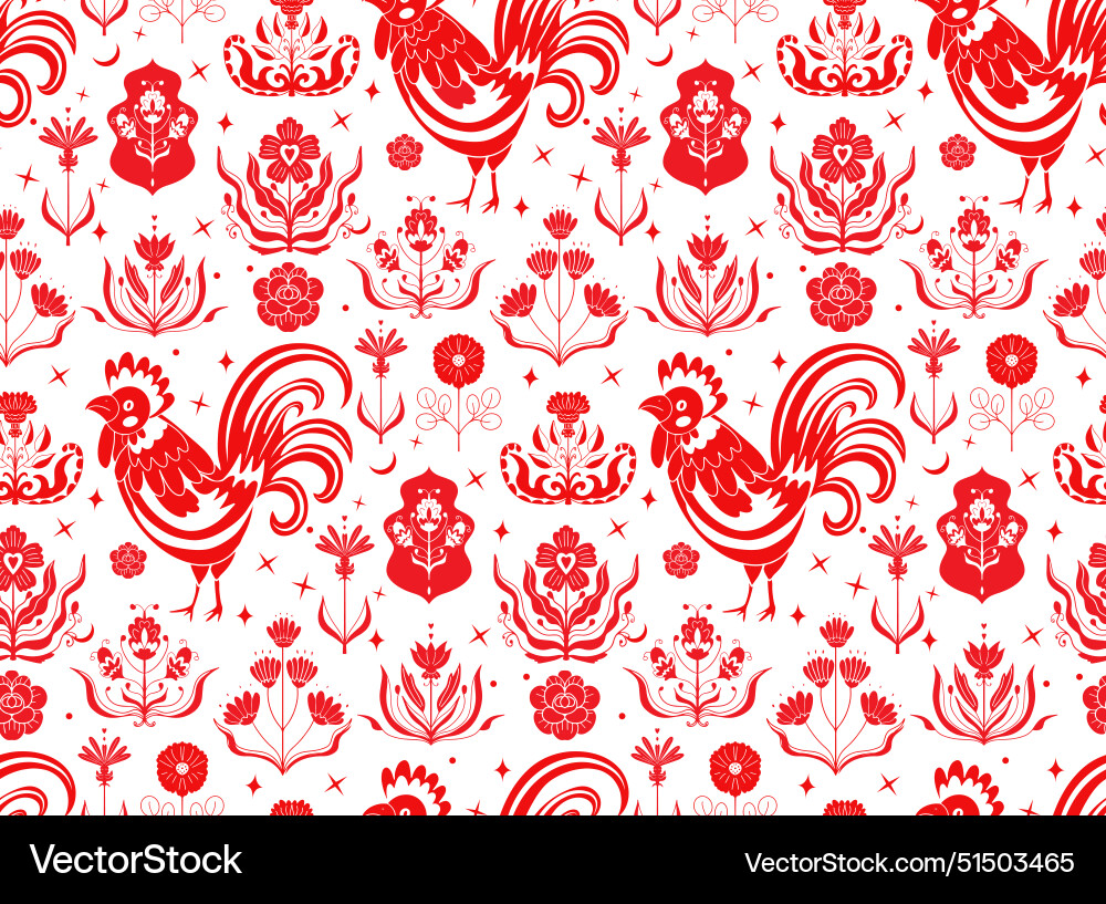 Polish folk art seamless embroidery pattern Vector Image
