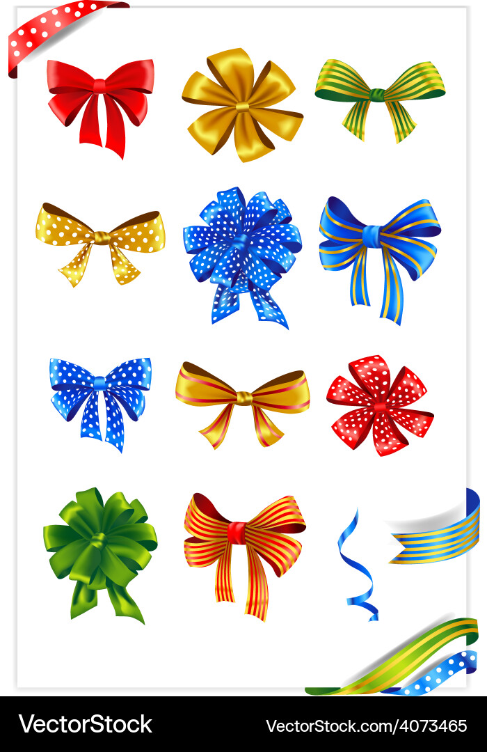 Set of gift bows with ribbons Royalty Free Vector Image