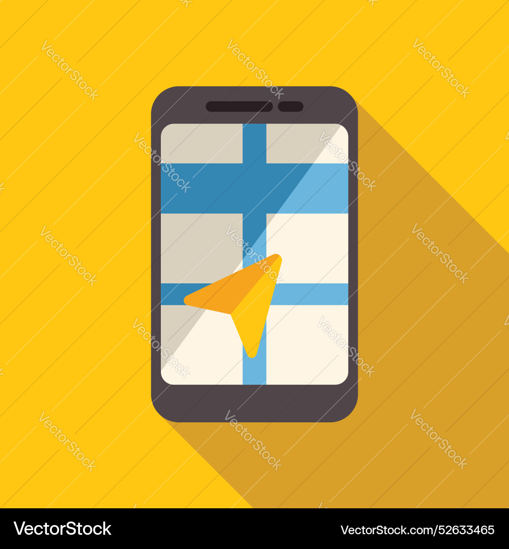 Smartphone Showing Map With Gps Pointer Icon Vector Image