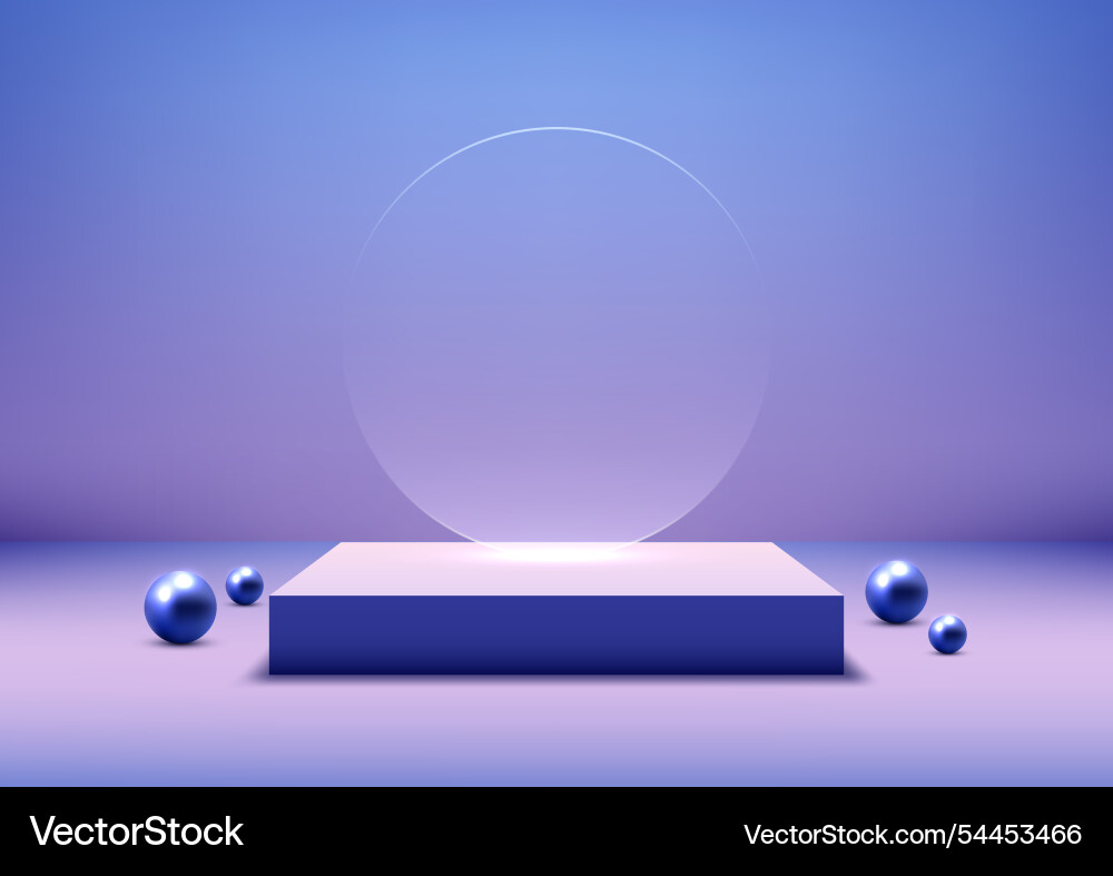 3d blue podium with white top and transparent Vector Image