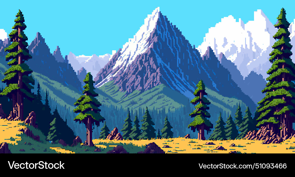 8-bit Mountain Landscape Royalty Free Vector Image