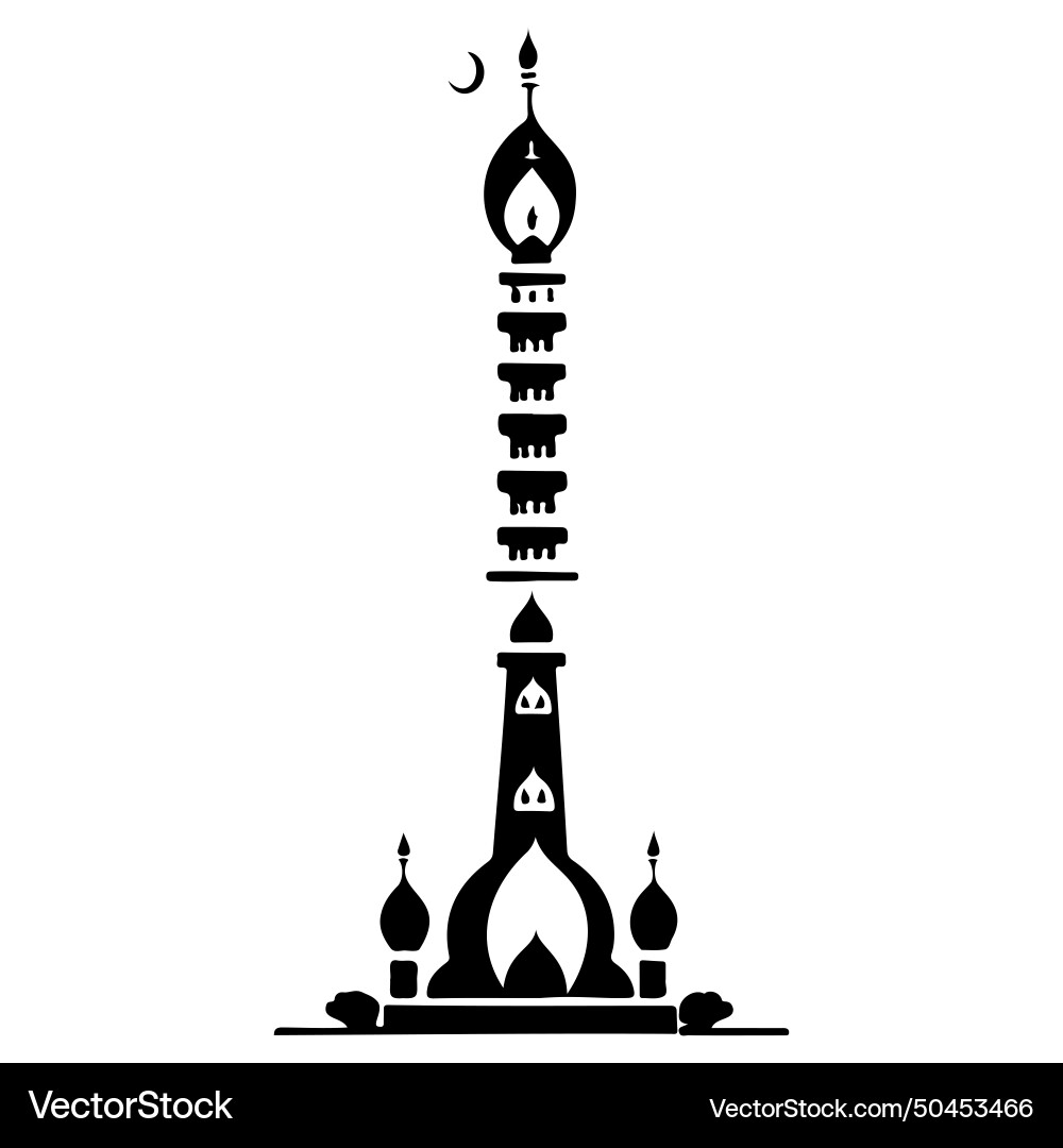 Doodle minaret ramadhan sketch hand draw Vector Image