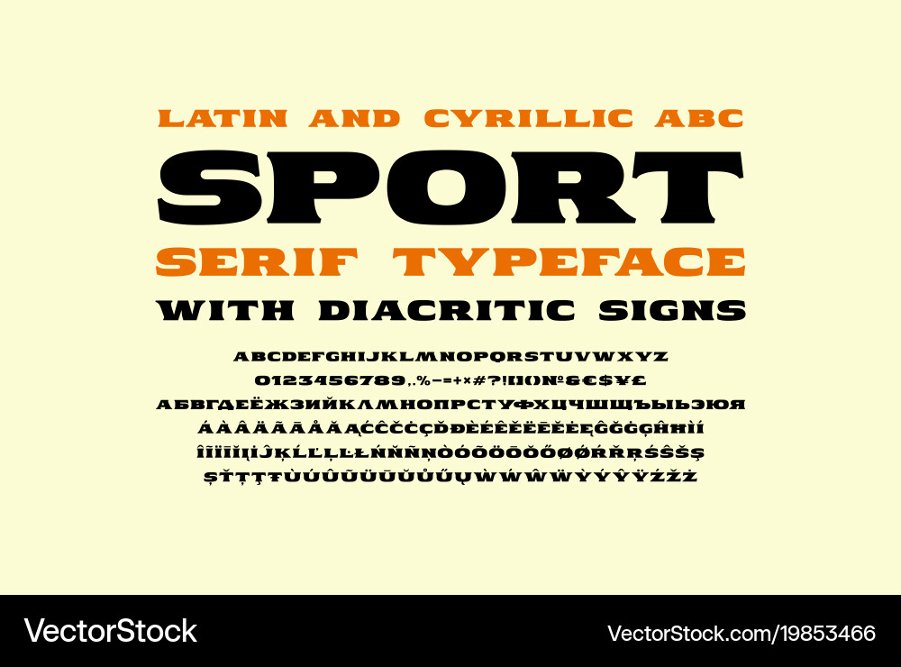 Extended serif font bold face Royalty Free Vector Image