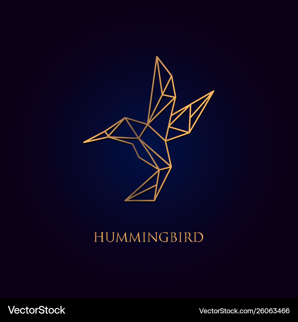 Gold hummingbirds line logo designs Royalty Free Vector