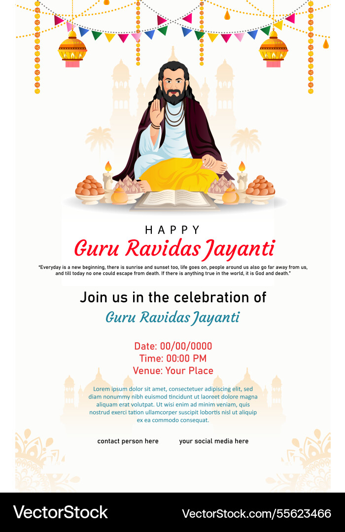 Happy guru ravidas jayanti poster with gradient Vector Image