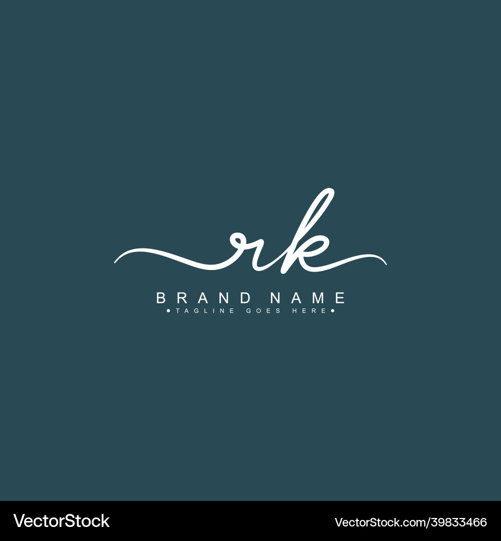 Initial letter rk logo hand drawn signature Vector Image