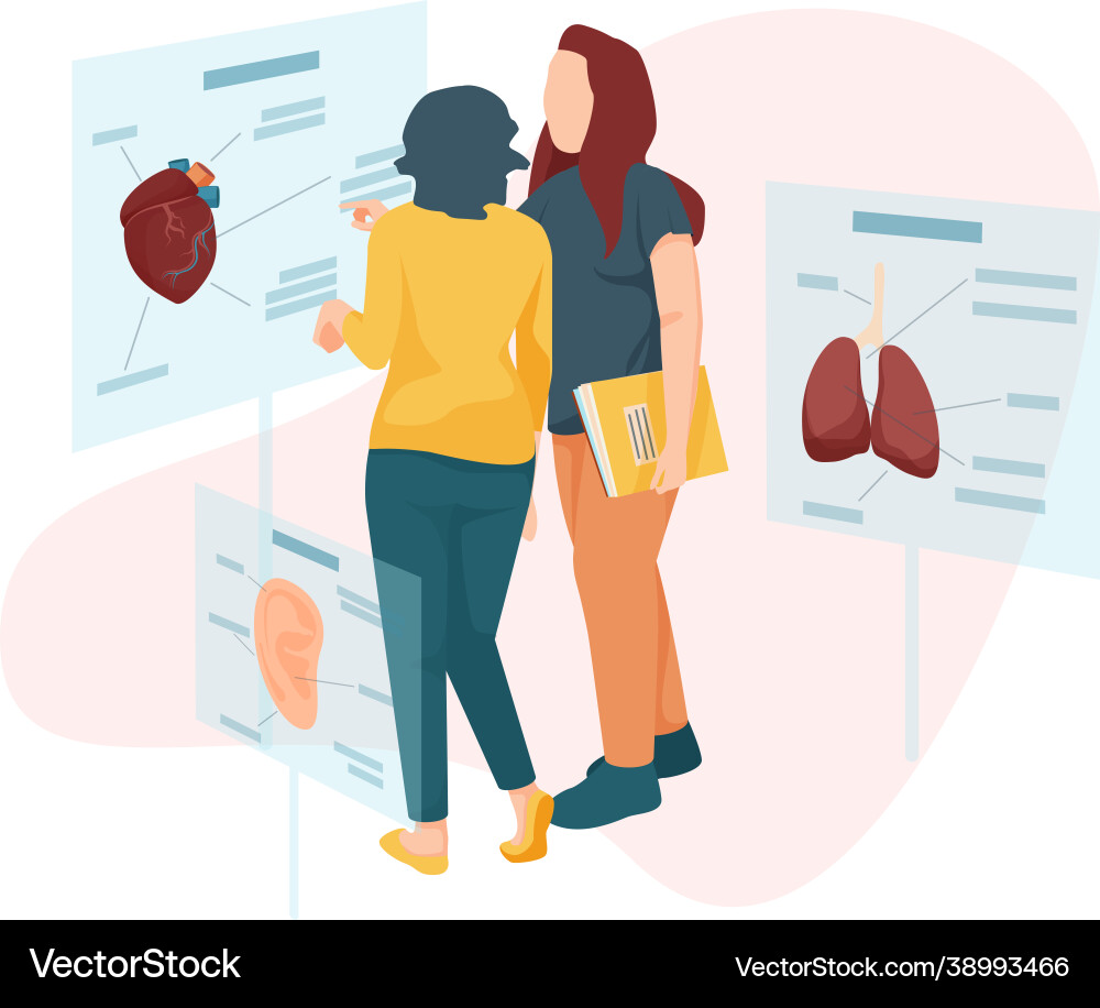 Medical students flat composition Royalty Free Vector Image