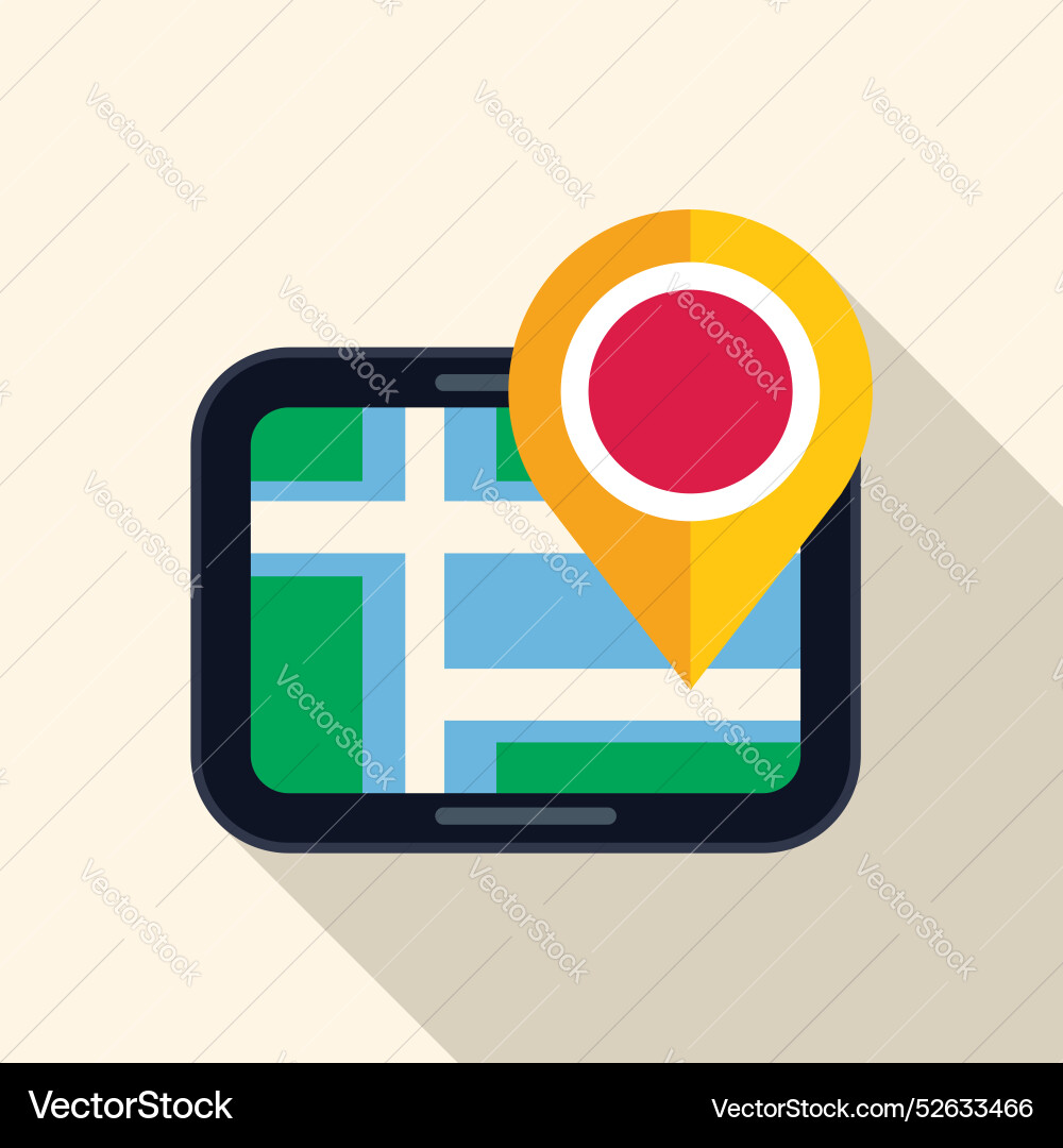 Mobile phone showing city map with location pin Vector Image