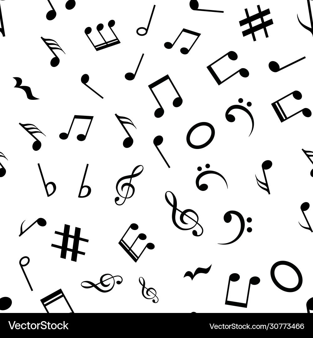 Music note seamless background pattern hand Vector Image