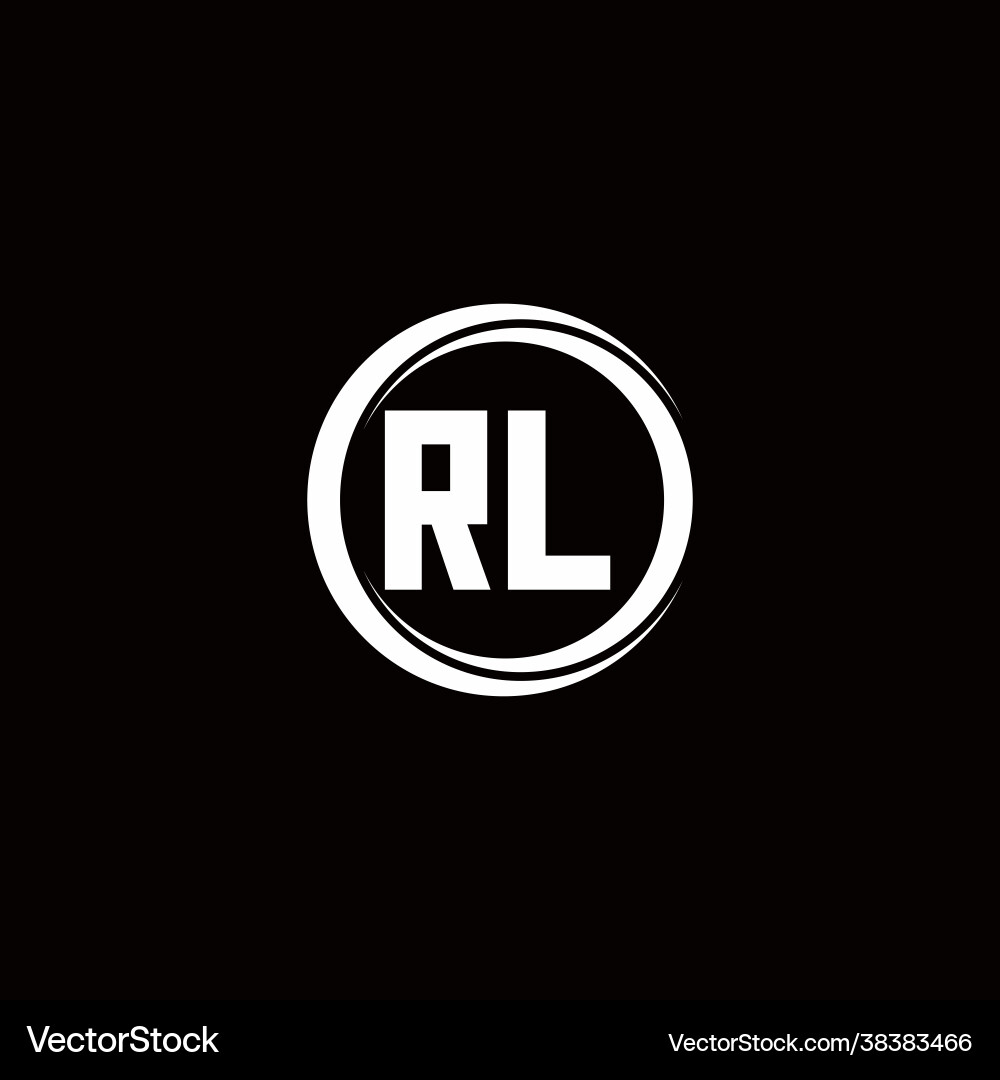 Rl logo initial letter monogram with circle slice Vector Image