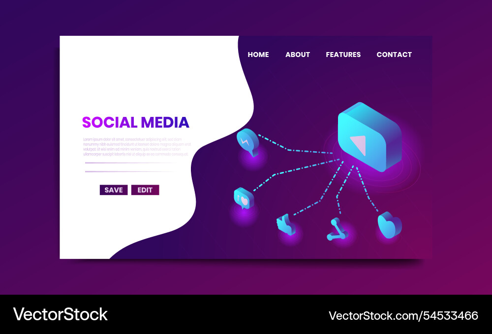 Social media design concept connected Royalty Free Vector