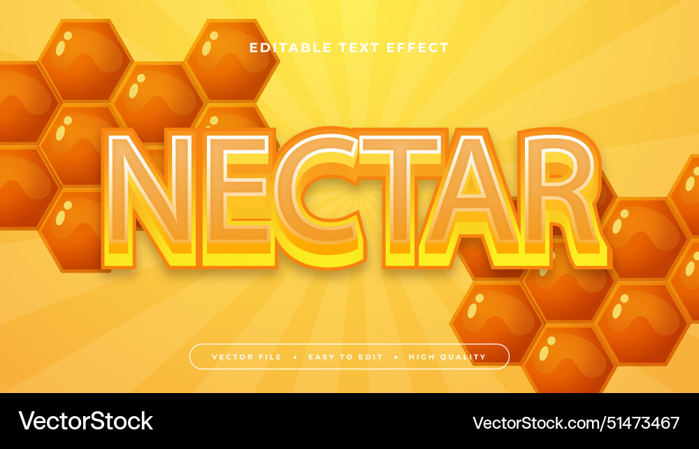 Brown orange and yellow nectar 3d editable text Vector Image