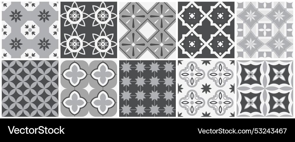 Collection of seamless geometric mosaic patterns Vector Image