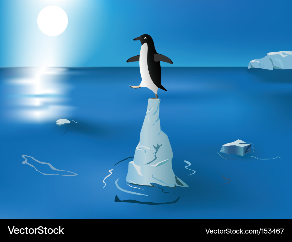 Cute Penguin on Melting Iceberg Royalty Free Vector Image
