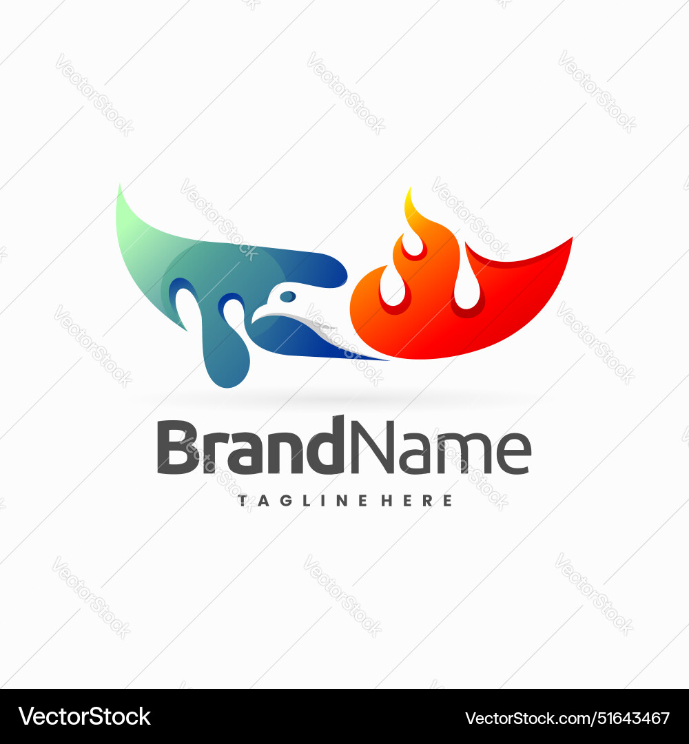 Dove logo with water and fire shape Royalty Free Vector
