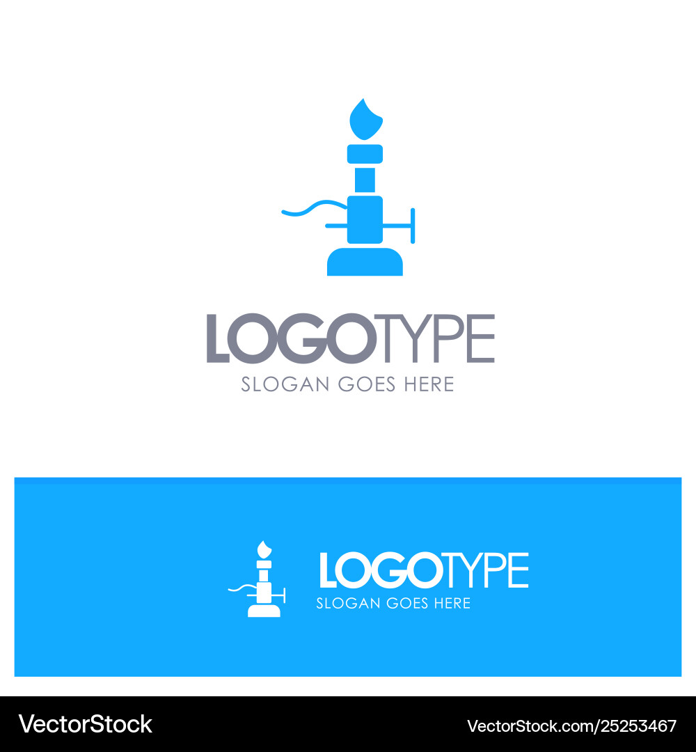 Fire lab light science torch blue solid logo Vector Image
