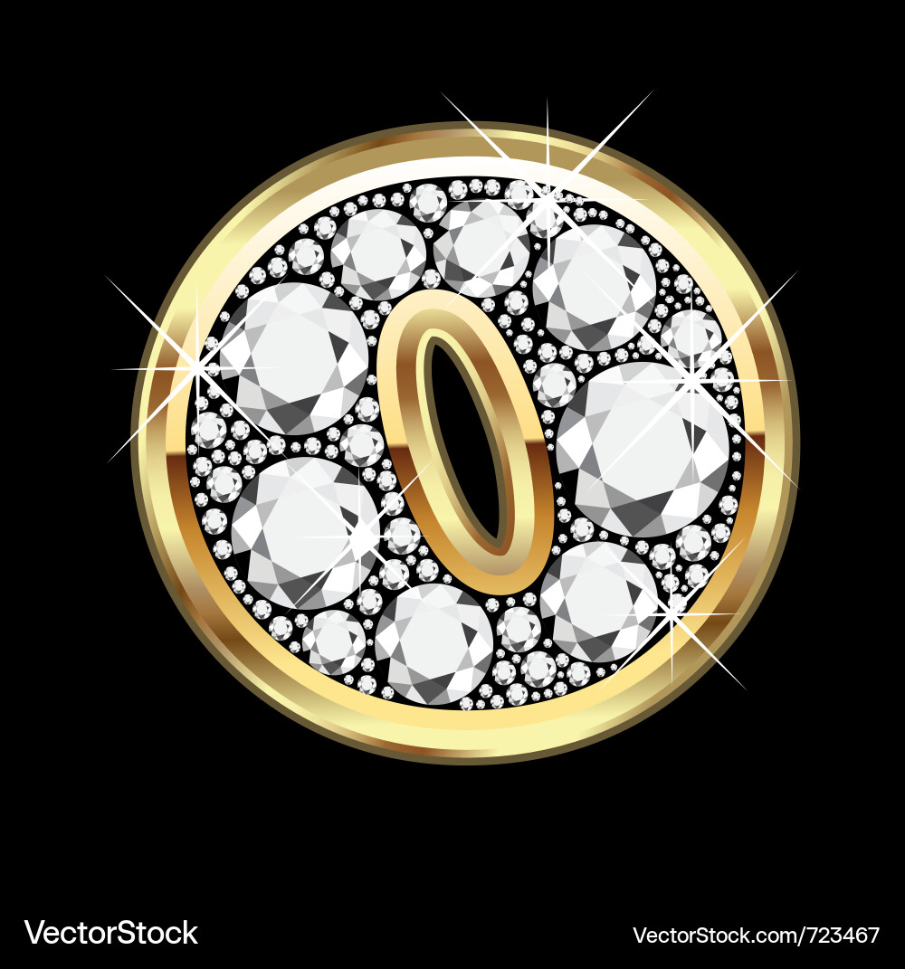 Gold Diamond Letter O Jewel Royalty Free Vector Image