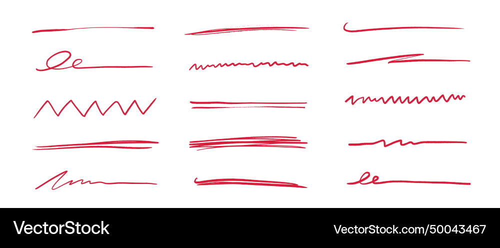 Pen underline line stroke red marker scribble Vector Image