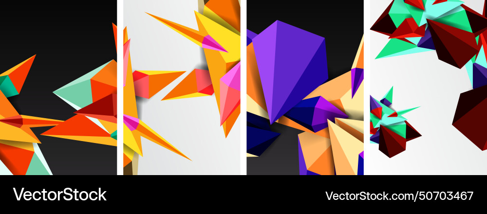 Set of triangle geometric low poly 3d shapes Vector Image