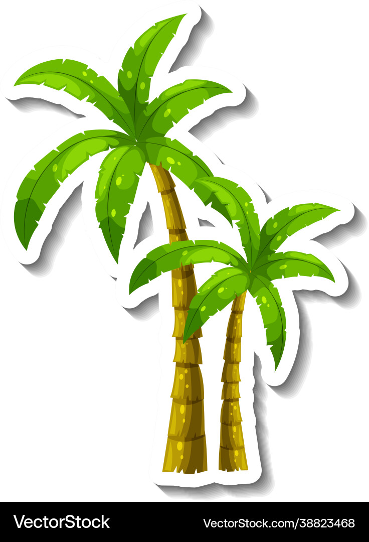 A sticker template with tropical palm tree Vector Image