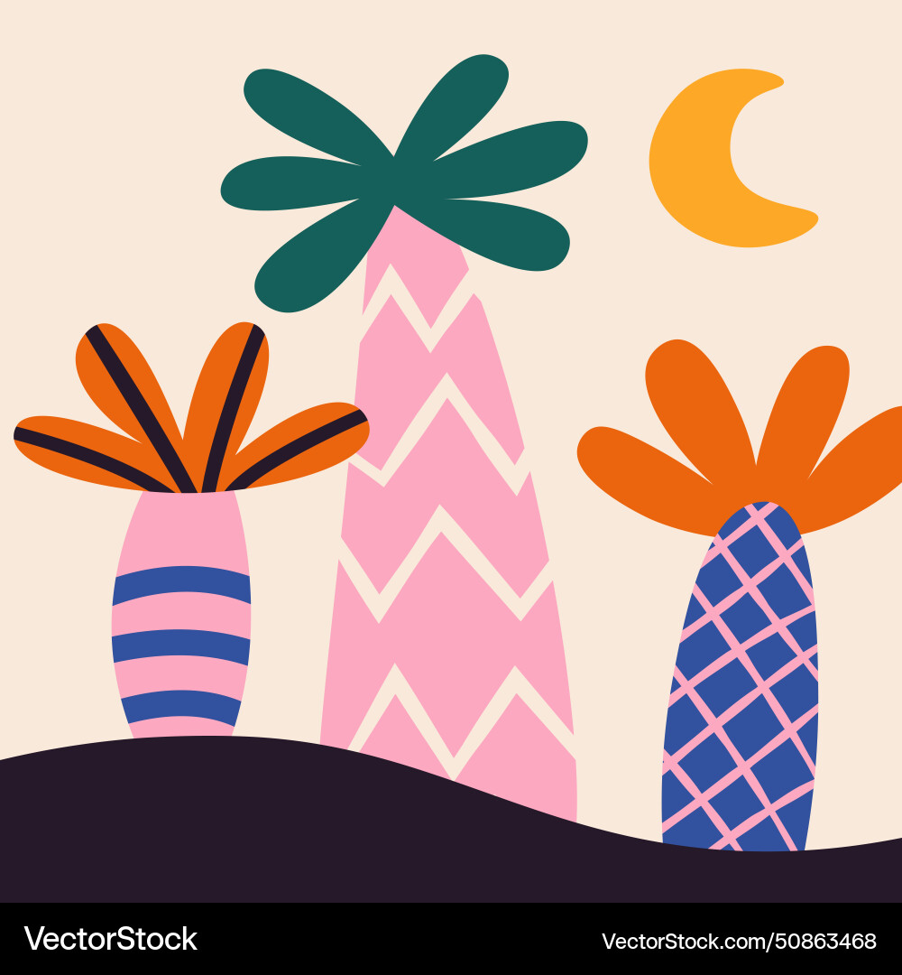 Abstract palm trees landscape – Royalty-Free Vector | VectorStock