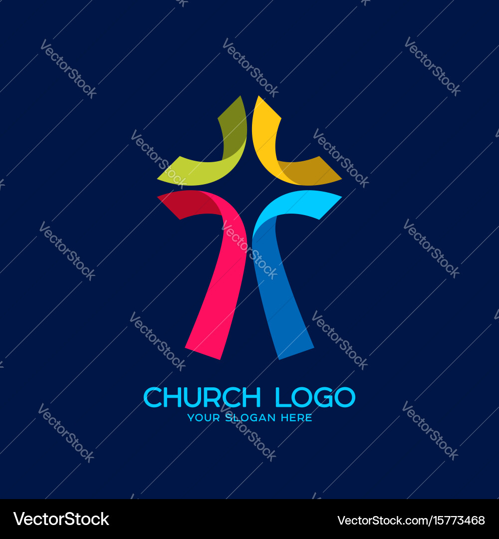 Cross of jesus colored strips Royalty Free Vector Image