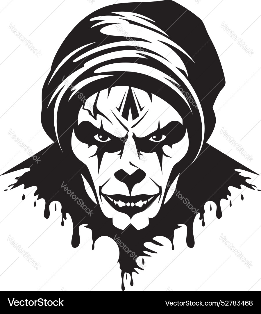 Ghostly grin eerie clown logo design phantom Vector Image