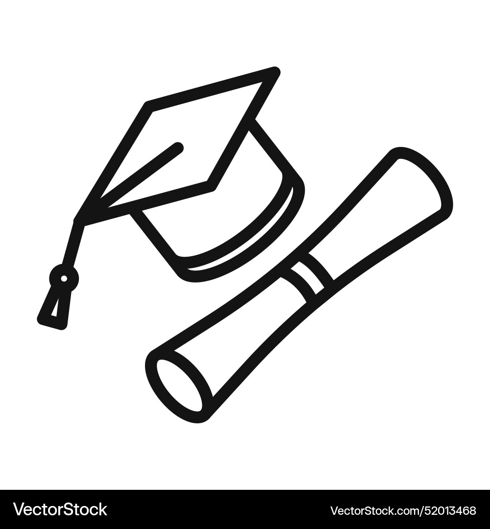 Graduation ceremony icon black line art Royalty Free Vector