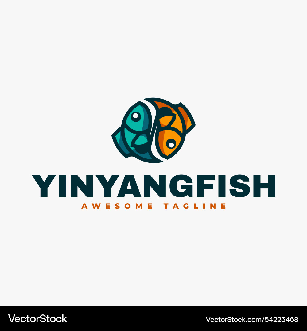 Logo yin yang fish simple mascot style Royalty Free Vector