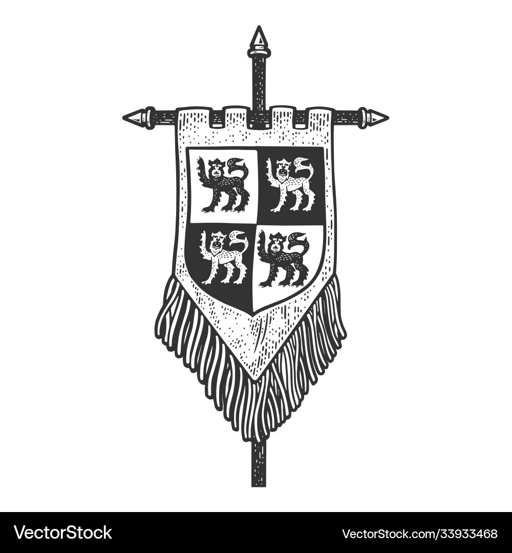 Medieval flag banner sketch Royalty Free Vector Image