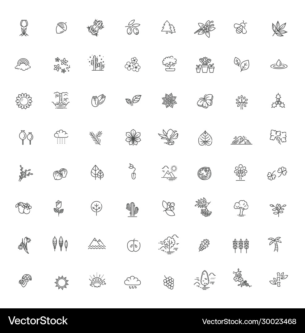 Natural Outline Icons Set Royalty Free Vector Image