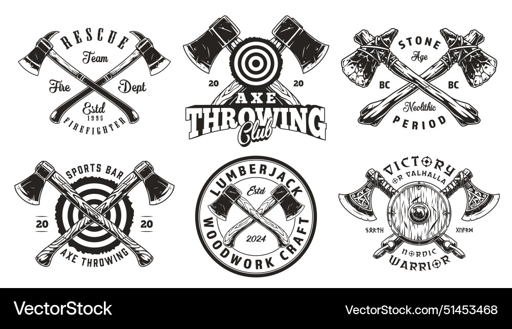 Sharp axes set sticker monochrome Royalty Free Vector Image
