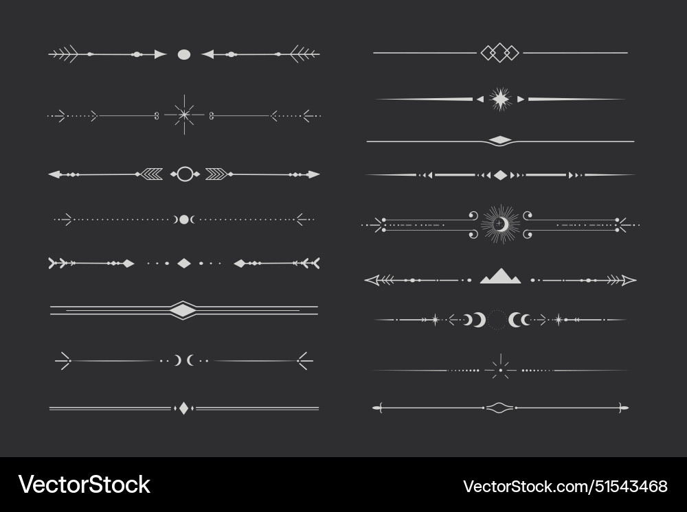 Silver celestial divider thin line border Vector Image