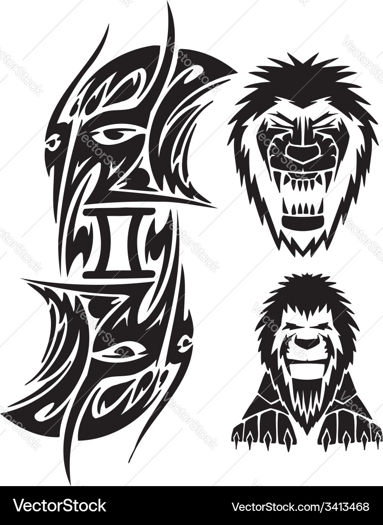 Zodiac signs - lion vinyl-ready set Royalty Free Vector